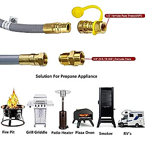 MCAMPAS 10 Feet 1/2" ID Natural Gas Quick Connect Hose and Regulator Replacement for Kitchen-Aid 710-0003 Gas Grill Conversion Kit,Convert 4-Burner Cabinet Style Gas Grill to Natural Gas