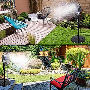 Hotop Fan Misting Kit, Outdoor Fan Misting Cooling System with 6 Brass Mist Nozzles Brass Adapter 19.68 Feet Misting Line 20 Cable Tie for Cooling Patio Garden Greenhouse Breeze Connect to Outdoor Fan