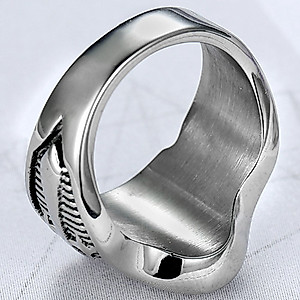 Jude Jewelers Stainless Steel Crusader Sword Cross Medieval Shield Ring (Grey, 11)