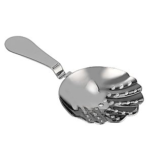 Cocktail Strainer,Stainless Steel Scalloped Julep Strainer Ice Strainer Professional Metal Barware Bar Tool (black)