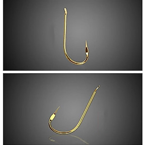 XIAOSAKU Fish Hooks 100 Pcs Non-Barb High Carbon Steel Fishing Hook Saltwater Freshwater Carp Fishing Hook Tool Accessories Golden Size #1/2/3/4/5/6/7 Fish Hook Set (Color : 6#)