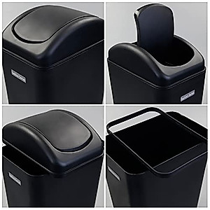 Doryh 12 L Plastic Trash Can, Kitchen Garbage Can with Swing Lid, 2 Packs