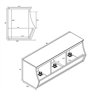 Hawthorne Collections Stackable 3-Bin Storage Cubby in White