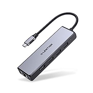 LENTION USB C Hub with a Gigabit Ethernet Port, 4K HDMI Display, 3 USB-A USB 3.0 Ports for MacBook Pro, MacBook Air, Dell, Lenovo, HP Laptops and More, Stable Driver Certified (C25, Space Gray)