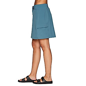 RBX Women's Quick Drying Skort with Cargo Pockets, Lightweight Breathable Stretch Woven Skort with Inner Compression Shorts, Active Skirt for Golf, Tennis, Sports, Long Cargo Teal