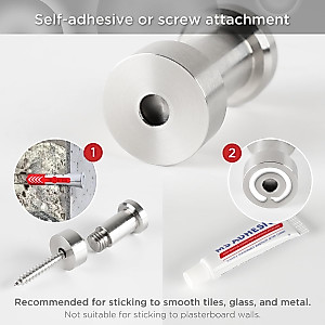 HAUSIST CNC Stainless Steel Bathroom Towel Hooks - Modern Coat Robe Holder, Wall Mounted or Adhesive Hanging Hook - Heavy Duty for Door Kitchen Closet Storage Garage, 5 Packs, Silver