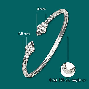 Ridged Arrow .925 Sterling Silver West Indian Bangles Cuff Bangles Bangle Bracelet Caribbean Jewelry Women Mom Wife Valentine Mothers day Gift (Pair 67g) (MADE IN USA)