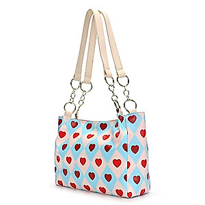 Tote Bag For Women Cute Heart Shopping Hobo Bag Large Capacity Purse(White)