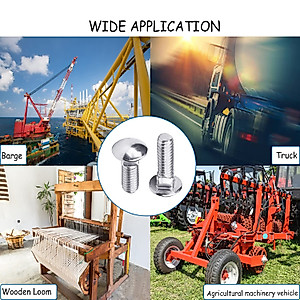 MroMax 40PCS M6x16mm Carriage Bolts Screws Half Round Head Square Neck Carriage Bolts Fully Threaded Bolt Fasteners 304 Stainless Steel Neck Carriage Bolt Silver Tone