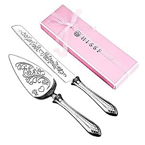 HISSF Cake Knife and Server Set,18/10 Stainless Steel Cake Pie Pastry Servers, Sweet Love Cake Serving Set Perfect For Wedding, Birthday,Home, Parties and Events