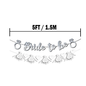 Pre-Strung Bride to Be Banner - NO DIY - Bridal Shower Banner,Bachelorette Bridal Party Decorations - Silver Glitter