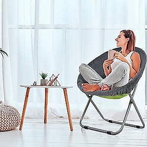 HOMBYS Faux Fur Cover for Saucer Chair, Removable Round Moon Chair Slipcover (Without Chair, Only A Cover), Ultra Soft and Waterproof Chair Cover for Saucer Chairs Size Between 28-30 in x 29-32 in