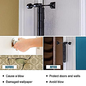 4 Pack Hinge Pin Black Door Stopper, Adjustable Heavy Duty Hinge Pin Door Stop with Black Rubber Bumper Tips