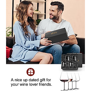 OJA Red Wine Glasses Set of 4-28oz Large Wine Glasses Hand Blown Crystal-Clearer,Lighter for Wine Tasting,Gift Packaging for Christmas Day,Wedding,Birthday