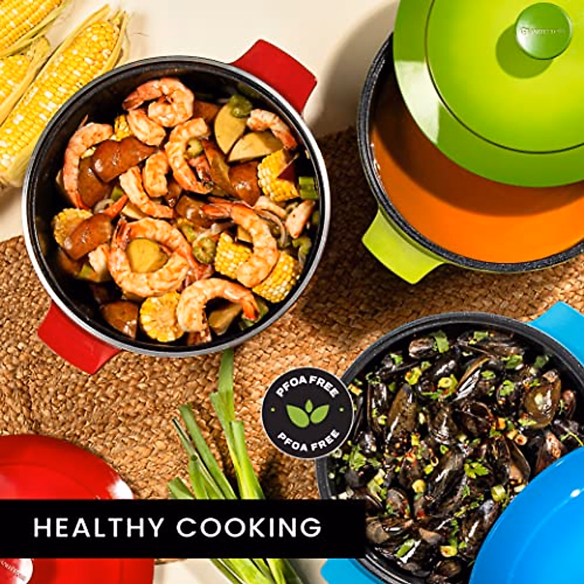 Granitestone Lightweight Dutch Oven Pot with Lid, 5 Qt Nonstick Dutch Oven Stock Pot, 10 in 1 Enamel Cooking Pot & Dutch Oven for Bread Baking, Stovetop Oven & Dishwasher Safe, 100% Toxin Free–Red