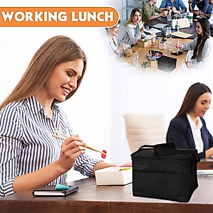 Amyhill 40 Pcs Insulated Lunch Bags Bulk Reusable Cooler Tote Bags Leakproof Thermal Lunch Box Waterproof Freezable Lunch Bag Beverage Bag with Strap for Men Women Office Work Picnic Beach (Black)