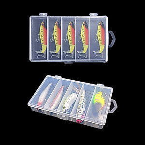 Newbested 4 Pack 5 Grid Clear Plastic Fishing Tackle Bait Hooks Storage Box,Visible Bead Jewelry Making Findings Utility Organizer Container Case for Jewelry,DIY Crafts(7.1" x 4.3" x 1.2")