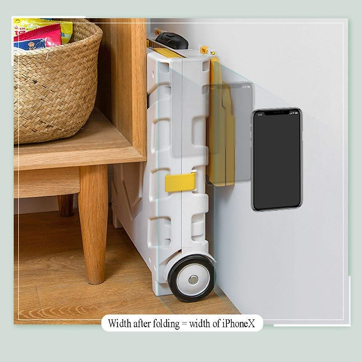 GXYAWPJ Mint Green Folding Cart on Wheels with Lid Cover Utility Shopping with Rolling Swivel Wheels for Stairs Large Capacity Retractable Hand Cart (Size : B)