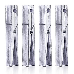 4 Pieces 12 Inches Jumbo Clothespin Wood Clips Rustic Clothes Pins Wooden Giant Clothespin Towel Holder Large Clothespins Wall Decor with Spring for DIY Crafts Wedding Farmhouse Bathroom Laundry Room