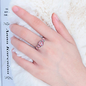 CiNily Orange Fire Opal Ring Women Jewelry Silver Plated Gemstone Ring Size 13