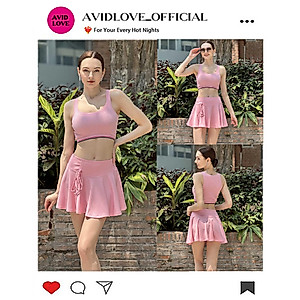 Avidlove Women's Skirt Pleated High Waist Ruffle Short Mini Skirts Summer Skirt for Women(Pink,XXL)