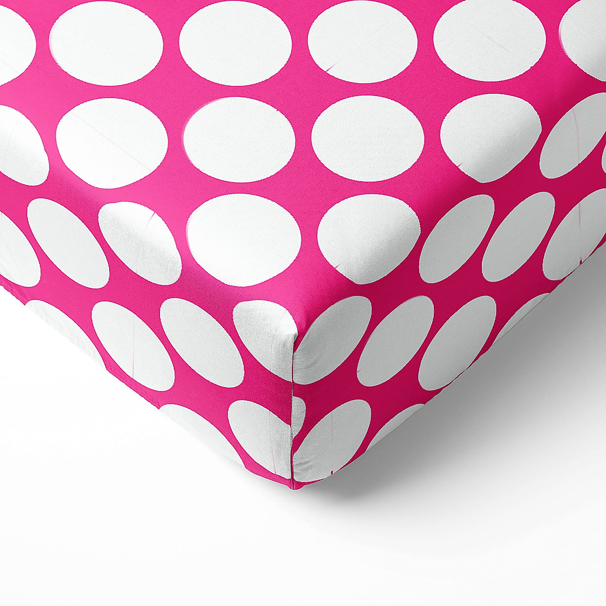 Bacati - ONE Large DOTS Soft Breathable 100% Cotton Percale Baby Crib Fitted Sheet - Fits Standard 28 x 52 x 5 Crib & Toddler Mattresses (Pink/Fuchsia)