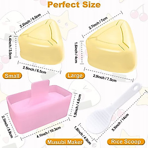 Onigiri Mold, 3 Pack Rice Mold Musubi Maker Kit, Non Stick Spam Musubi Maker Press, Classic Triangle Rice Ball Mold Maker Sushi Mold for Kids Lunch Bento and Home DIY
