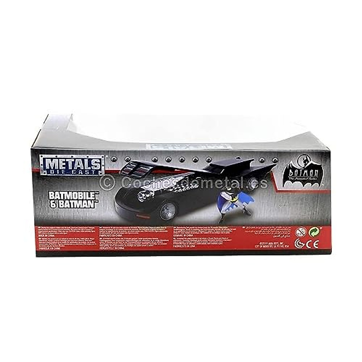 DC Comics 1:24 Batman Animated Series Batmobile Die-cast Car with 2.75" Batman Figure, Toys for Kids and Adults,Black