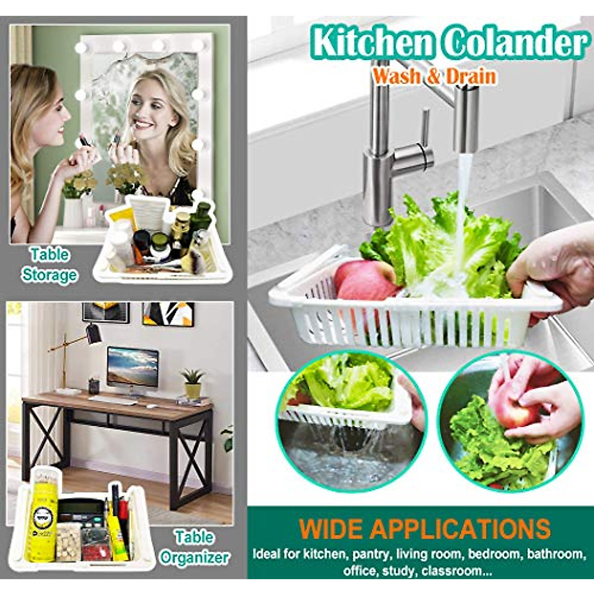 Fridge Drawer Organizer, 3 Pack Retractable Drawer Refrigerator Storage Box, Small Under Fridge Shelf Baskets, Pull Out Bins, Fridge Shelf Holder Storage Box,Fit for Fridge Shelf Under 0.6 inch Thick