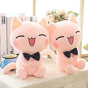 ECTY Cat Plush Cute Plushies, Pink Cat Plushie, Cat Stuffed Animals, Kawaii Plush Toys for Kids - 11 inch