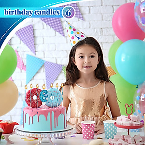 Landhoow 2.76 Inch Birthday Candle Shell Sequins Blue Candle with 6 Pcs 6.7 Inch Twisty Curly Coil Candles for Baby Girl Boy Birthday Cake Topper Anniversary Wedding Mermaid Party Decor(Number 6)