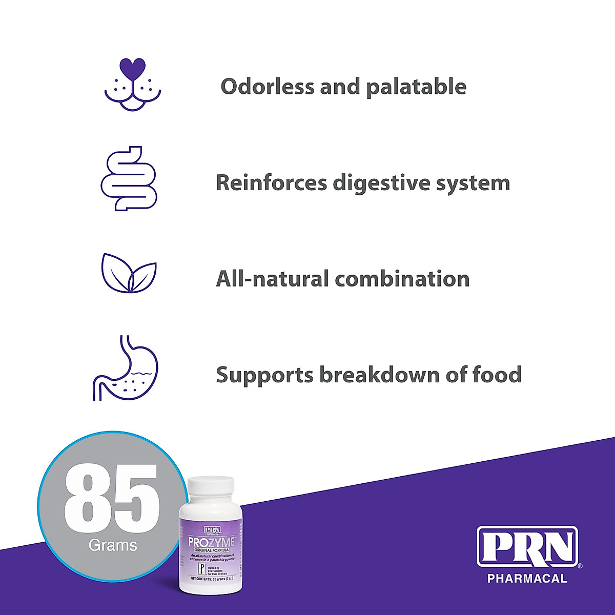 PRN Pharmacal ProZyme Original Formula Enzyme Replacement Supplement - Reinforces Animal's Digestive System, Supports Dog & Cat Food Breakdown - Promotes Pet's Digestive Health - 85 g, 3 Oz Bottle
