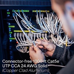 VIVO Gray 1,000ft Bulk Cat5e, CCA Ethernet Cable, 24 AWG, UTP Pull Box, Cat-5e Wire, Indoor, Network Installations CABLE-V001