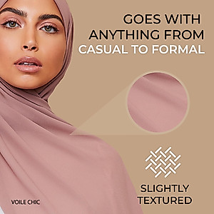 VOILE CHIC Hijab for Women Premium Chiffon Wrap Head Scarf Non-Slip (Dusty Rose)