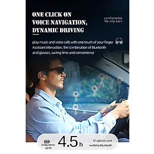 Smart Music Call Glasses Waterproof and Dustproof Anti -Blue Light Navigation Intelligent Voice Siri Awakening Sunglasses ABS Frame Personalized Headset (Round-Sunglasses)