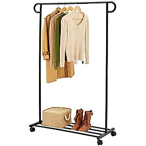 Hoctieon Rolling Clothes Rack,Portable Clothing Racks for Hanging Clothes,White Garment Rack on Wheels,Freestanding Closet Wardrobe Rack