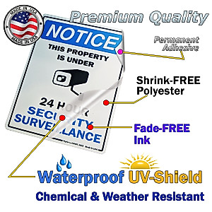 Psyfer® (Fade-Free) 7 Pack - Security Camera Stickers (SMALL) Audio & Video Monitoring Notice [Made in USA]