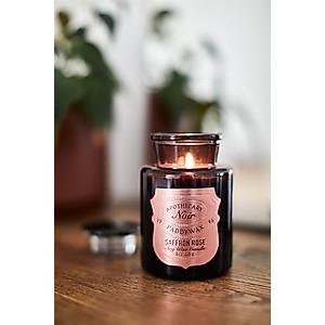 Paddywax Scented Candles Apothecary Noir Glass Jar Luxury Artisan Candle, 8-Ounce, Saffron Rose