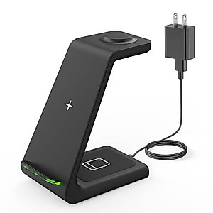 Wireless Charging Stand, GEEKERA 3 in 1 Wireless Charger Dock Station for iPhone 14 Pro Max/14 Pro/14 Plus/13/12/11/X/8 Series, Apple Watch Ultra/SE/8/7/6/5/4/3/2, AirPods Pro/3, Samsung Qi Phones