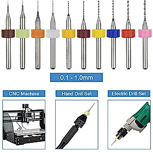 DKARDU PCB Drill Bits 0.1-1.0mm Mini Micro Carbide Spiral Flute Carbide Drill Bits Rotary Engraving Tool for PCB Circuit Board Jewelry CNC Board Power Engraving, 40 PCS