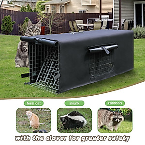 Anmials Trap Cage with Cover & Glove, Trap Cages Cover with Mesh Window for 1-2 Door Humane Animal Trap Cage 32 x 10 x 12inch