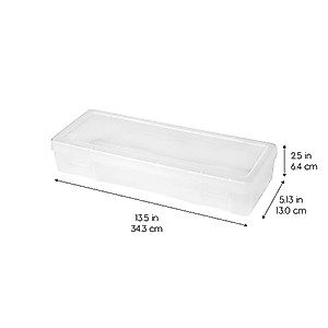 IRIS USA 10 Pack Large Plastic Art Craft Sewing Supply Organizer Storage Containers with Latching Lid, for Paint Brush, 12" Ruler, Tools, Ribbons, Washi Tape, Toys, Ornaments, Stackable, Clear