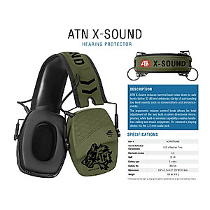 theOpticGuru ATN X-Sound Smart Hearing Protector, Electronic Earmuffs w/bluetooth