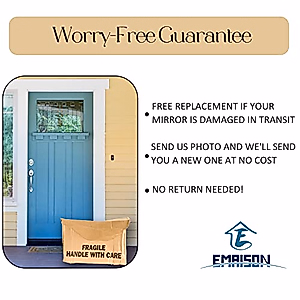 EMAISON 36 x 24 inches Wall Mounted Decorative Mirror, Rustic Wood Framed Rectangular Hanging Mirror with 4 Hangers for Farmhouse Bathroom, Entryway, Bedroom Décor