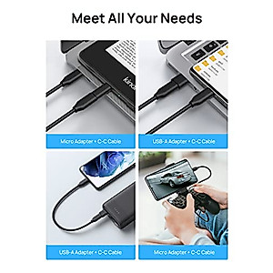 USB Cable Card, JSAUX Mini Digital Storage Box, Includes 100W USB C-C 3.0 Cable, USB C Female-Micro USB, USB C Female-USB A, Compatible with USB-C/A Micro Mainstream Cell Phones and Digital Products