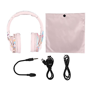 Wireless Over Ear Gaming Headset, RGB Colored Bluetooth 5.1 HiFi Stereo Headphones with Pluggable Noise Cancelling Mic, 24Hrs Playtime - Graffiti ()