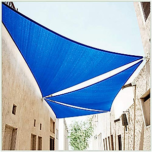 ColourTree 12' x 12' x 12' Blue Sun Shade Sail Triangle Canopy Awning Shelter Fabric Cloth Screen - UV Block UV Resistant Heavy Duty Commercial Grade - Outdoor Patio Carport - (We Make Custom Size)