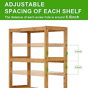 buenotoys Bamboo Corner Shelf, Storage Rack Organizer, Bamboo Shelves Stand for Bathroom Kitchen Living Room Balcony (5-Tier)