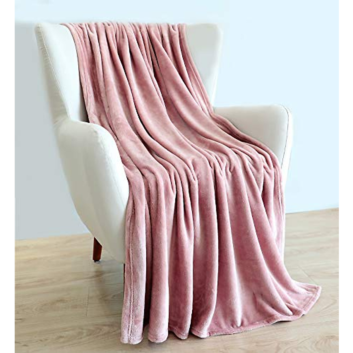 TASTHROW Large Flannel Fleece Throw Blanket, 50×70 Inch - Cozy Lightweight Thick Blanket - All Seasons Suitable for Women, Men and Kids (Pink)