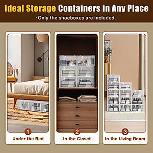 LIYUANJUN Stackable Shoe Box, 24Pcs Shoe Storage Box Shoe Sneaker Organizer DIY Shoe Stand Containers for Women Men Putting Slippers Boots in Living Room Hallway Transparent